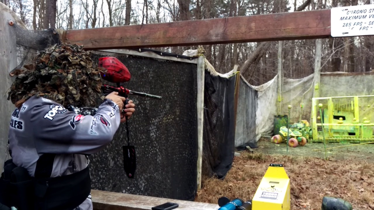 Doug at Top Gun facility. Testing paintball gun - YouTube