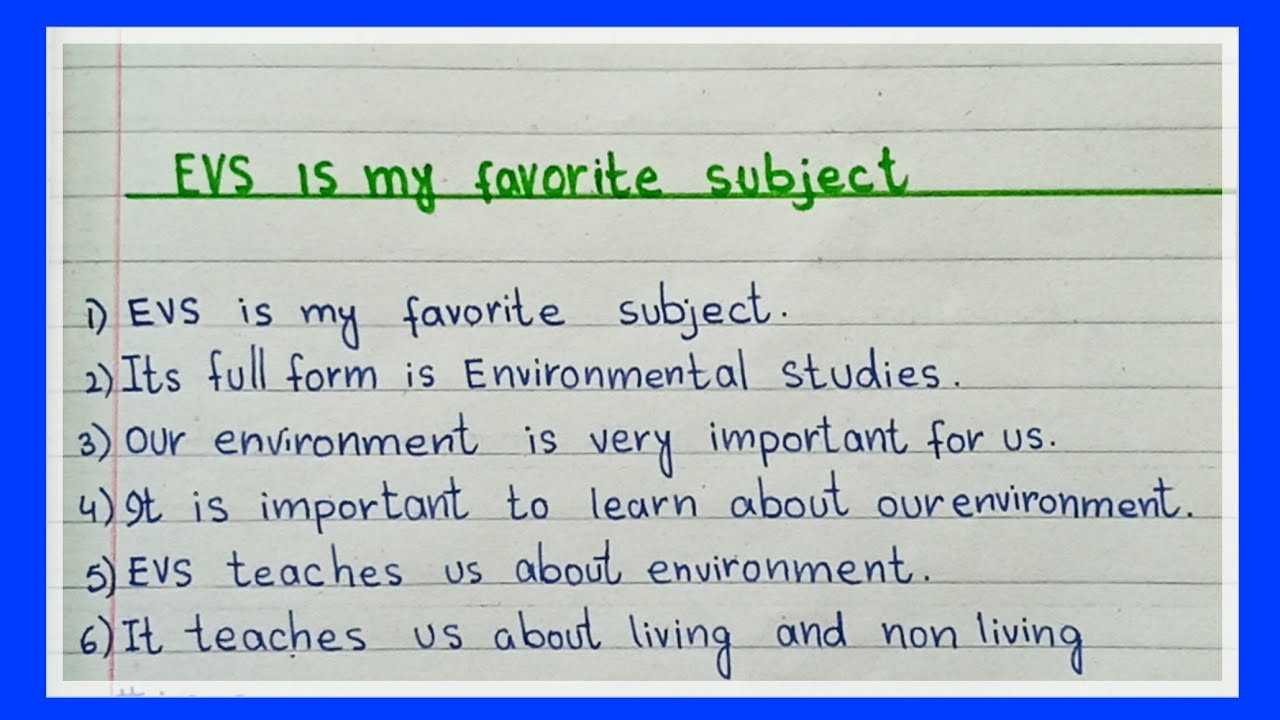 how to write essay evs is my favourite subject - YouTube