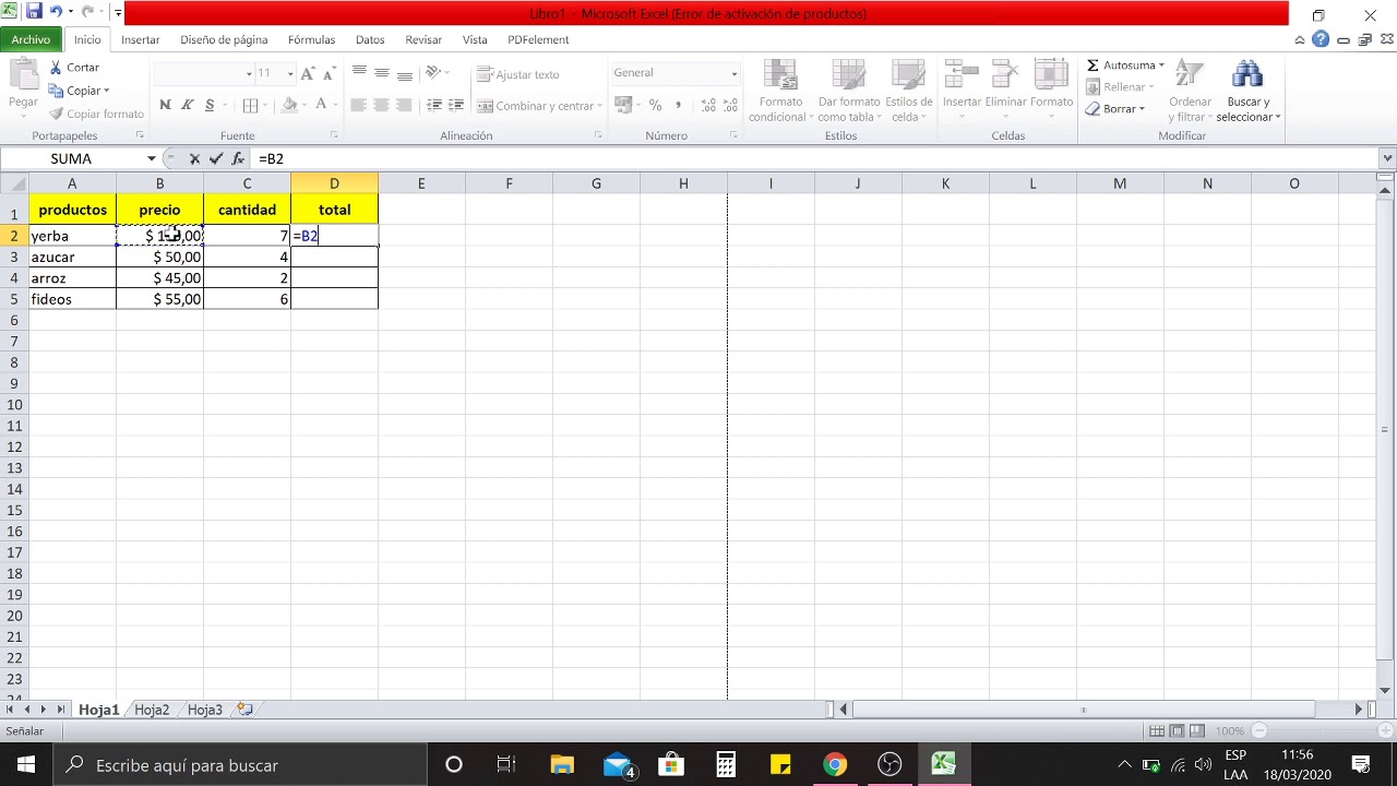 Practicando formulas básicas en Excel - YouTube