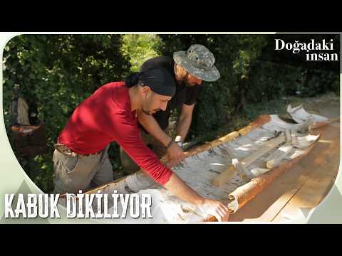 Serdar Kılıç, kano iskeleti için huş ağacı kabuğunu dikiyor | Doğadaki İnsan 60. Bölüm