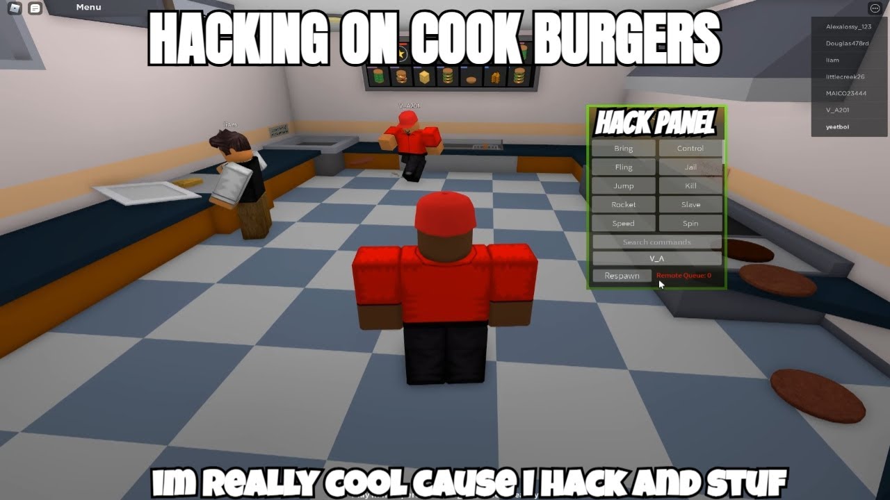 Cook burgers admin script showcase -cook burgers 100 players - YouTube