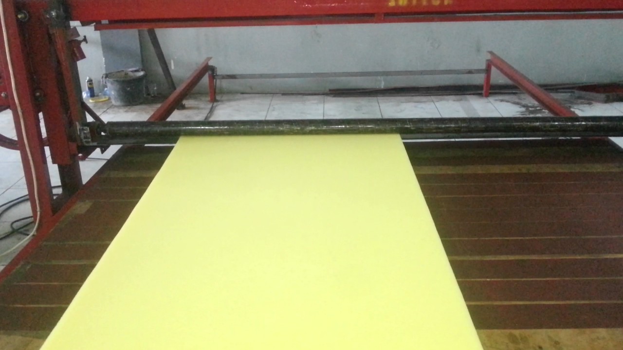 Mesin potong busa horizontal "jutech" 085289624715. - YouTube