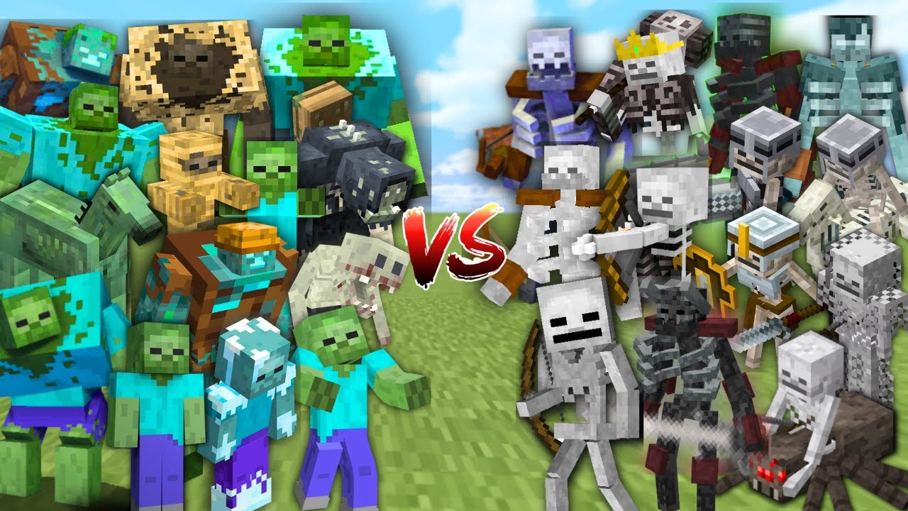 ZOMBIE vs SKELETON in Minecraft Mob Battle - YouTube