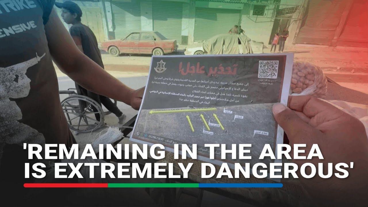 Israeli army drops leaflets over Gaza City ordering evacuation - YouTube