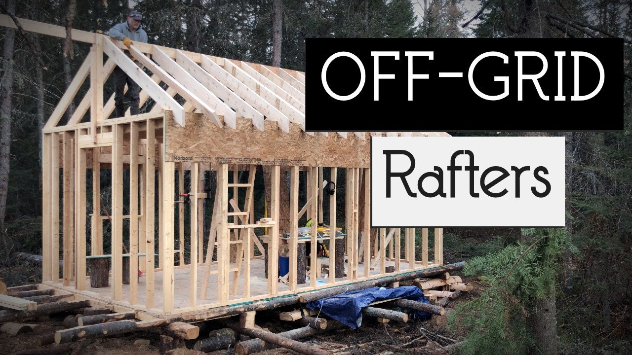 Watch me frame the entire OFF-GRID cabin ROOF RAFTERS - START to FINISH ...
