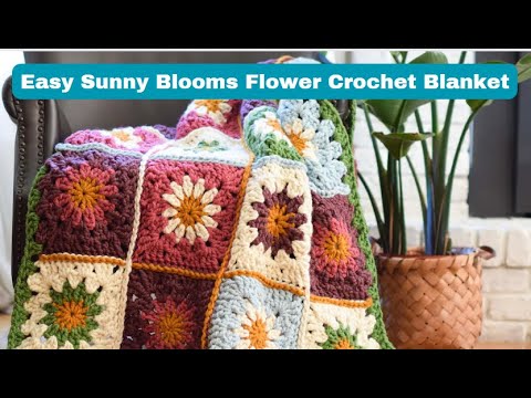 Easy Sunny Blooms Flower Crochet Blanket Pattern - Sunny Blooms Blanket ...