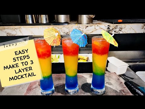 🔥Easy Steps Make To 3 Layer Mocktail Rainbow🌈 SMARTY THE BARTENDER # ...