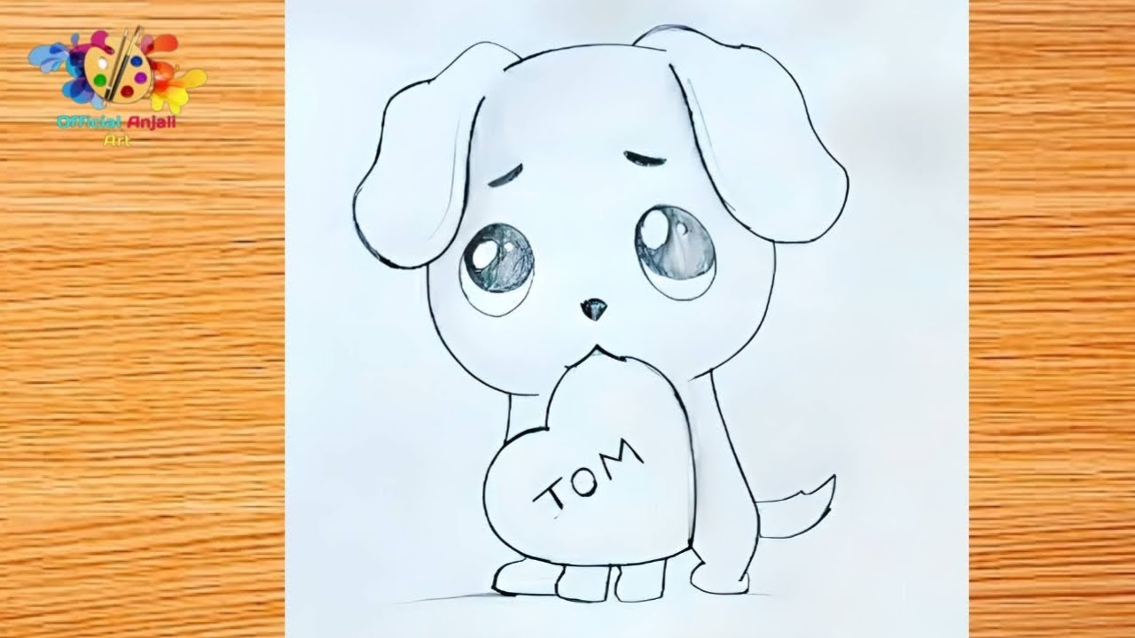 How to draw a cute puppy saying drawing|| easy pancil sketch drawing ...