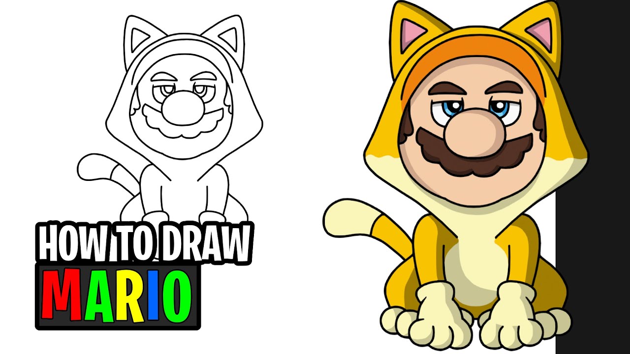 How to draw Cat MARIO | Cum sa desenezi pe Pisica MARIO - YouTube