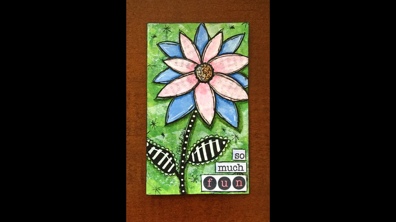 #coloroftheyearart - Doodled Flower Index Card - YouTube