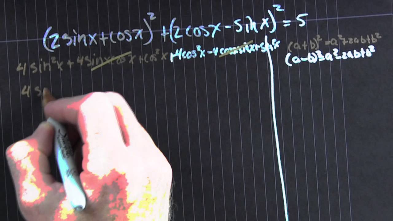 prove (2sinx+cosx)^2+(2cosx sinx)^2=5 reedit - YouTube