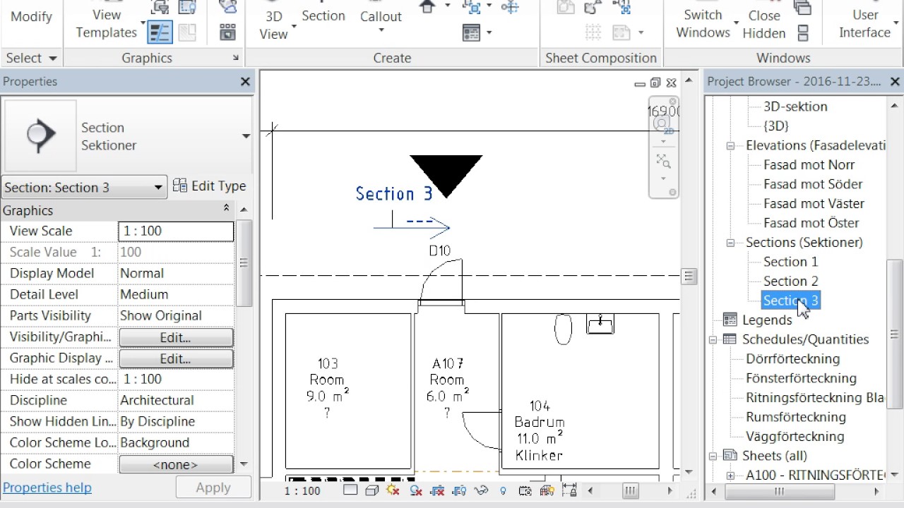 Revit architecture planritning och sektion - YouTube