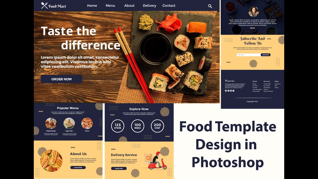 Web Template design In #Photoshop step by step UI Design Tutorial # ...