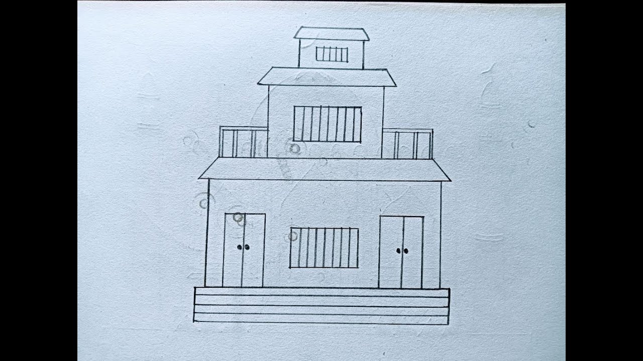 How to draw House | Very easy house drawing tutorial for beginners ...