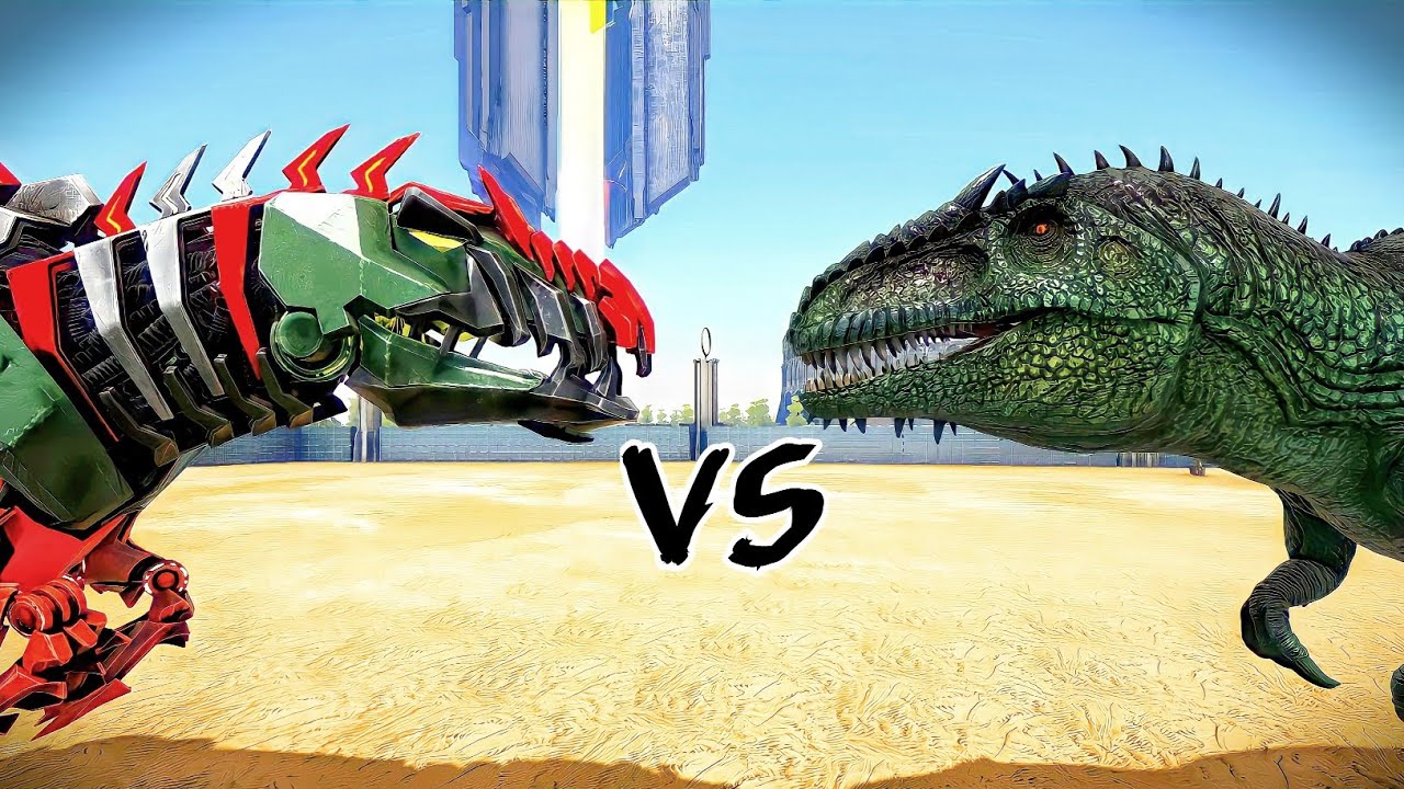 TEK GIGA VS NORMAL GIGA | ARK Epic Dino Battle | DINOWORLD | - YouTube