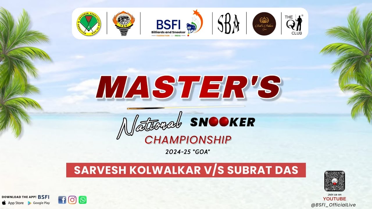 SARVESH KOLWALKAR-GOA v/s SUBRAT DAS-ODI MASTER'S NATIONALSNOOKER ...