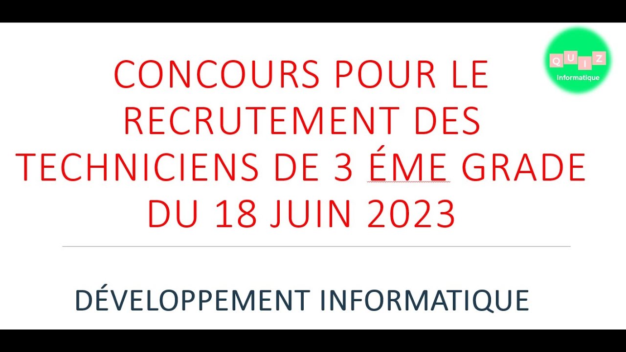 Correction concours pour le recrutement des Techs de 3éme grade 2023 ...