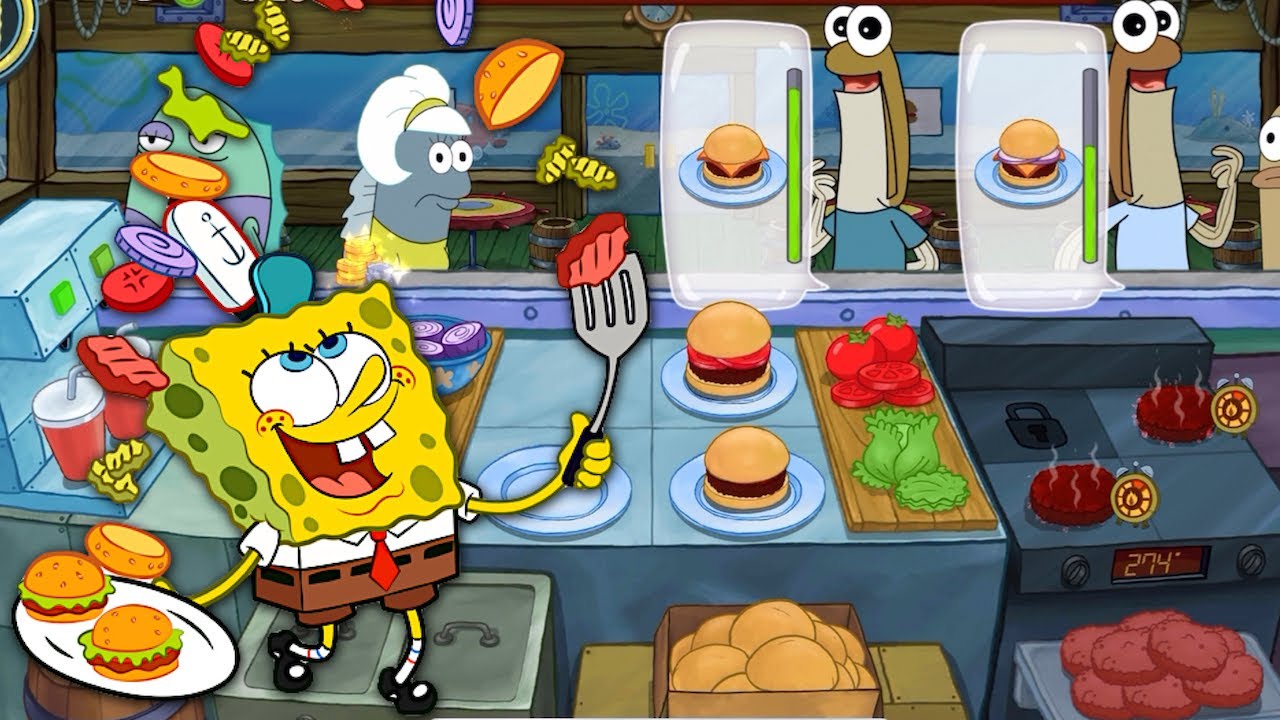 SpongeBob Squarepants Get Cooking - Hard Mode Level 22 Cooking Burgers ...