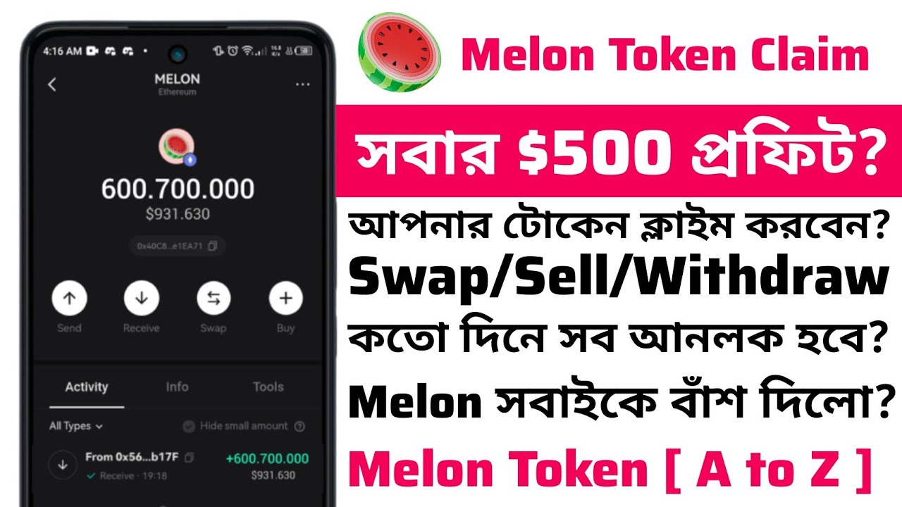 Melon🍉 Airdrop থেকে কোটিপতি হয়ে গেলাম | Claim Your Melon | 1Melon $10😱 ...