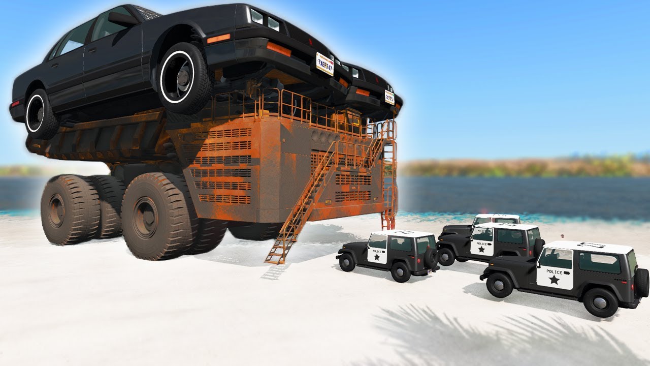 Giants Machines Crushes Cars | BeamNG.drive - YouTube