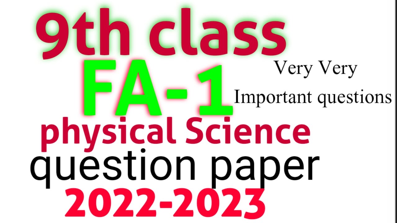9th class FA-1 physical Science question paper 2022-2023 - YouTube