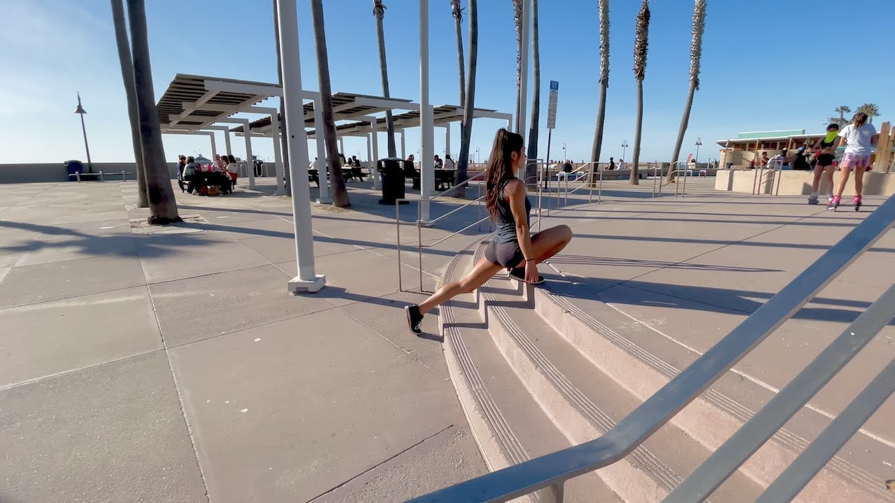 Split squat (front heel float + knee-high) - YouTube