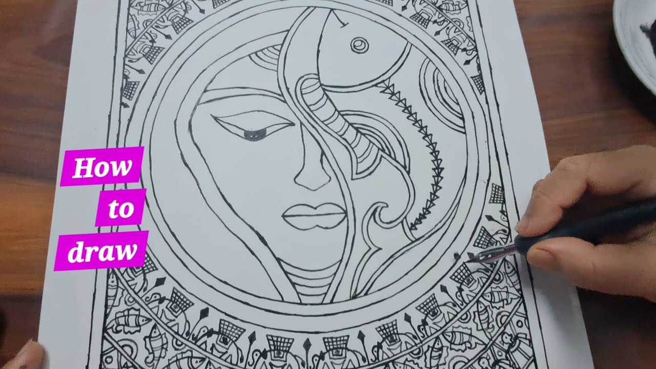 MADHUBANI GODNA art painting (part-1)/ mithila painting - YouTube