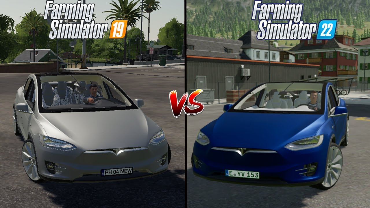 Farming Simulator 19 mod Tesla Model X vs Farming Simulator 22 mod ...