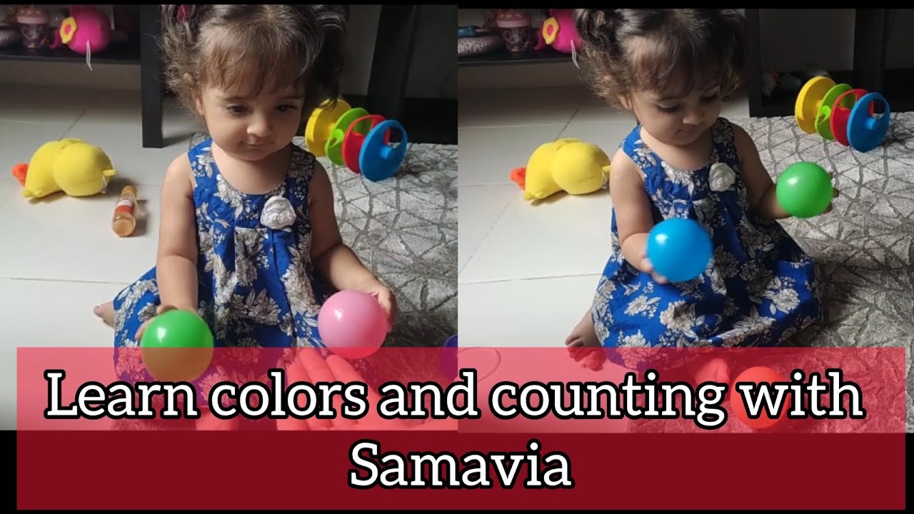 watch how baby is learning colors and counting| sharing balls with ...