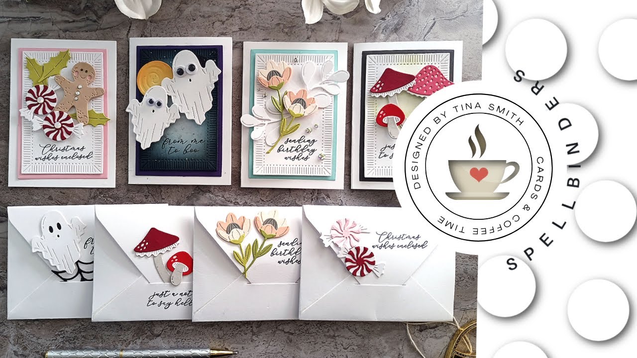 4 Notecards with Matching Handmade Envelopes! Spellbinders Envelope of ...