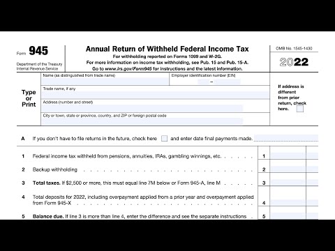 IRS Form 945 Instructions