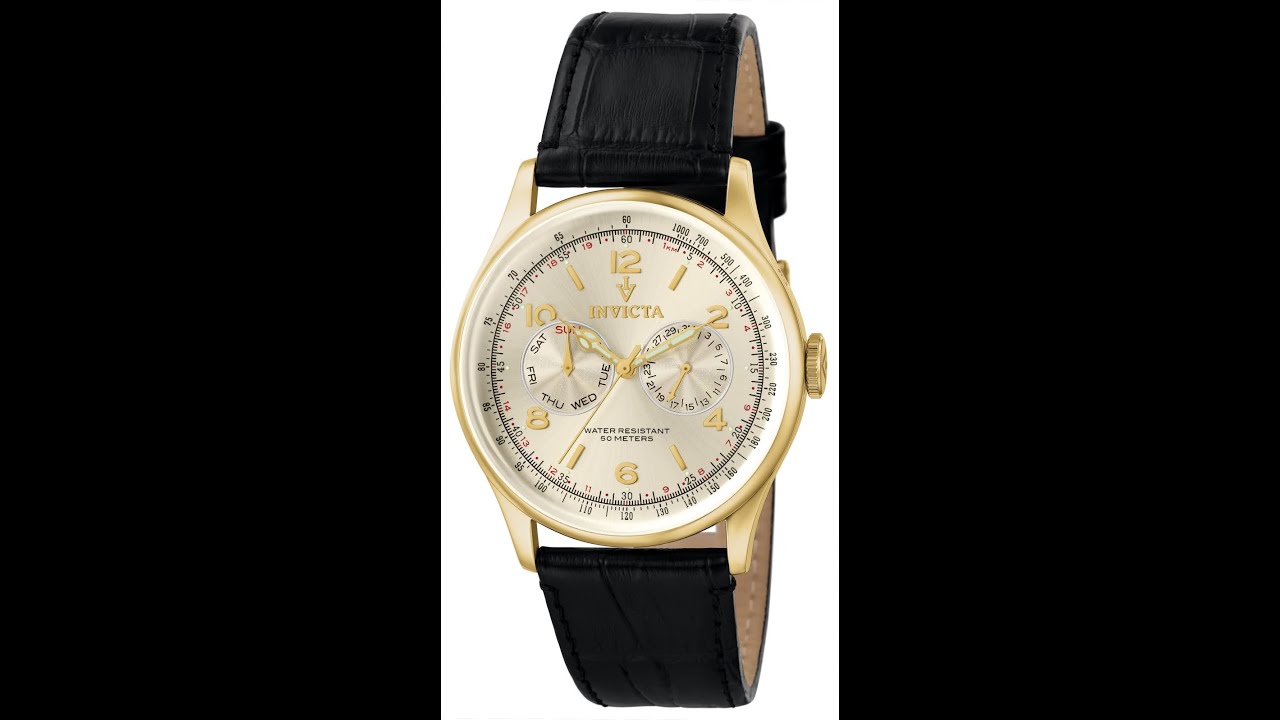 Invicta 6750 Men's Sun Ray Dial Leather Strap Watch Review Video - YouTube