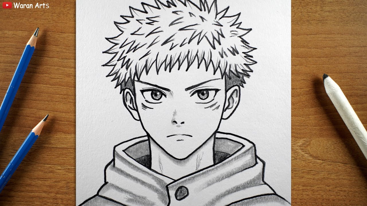 Easy Anime Sketch | How to Draw Yuji Itadori step by step | Anime ...