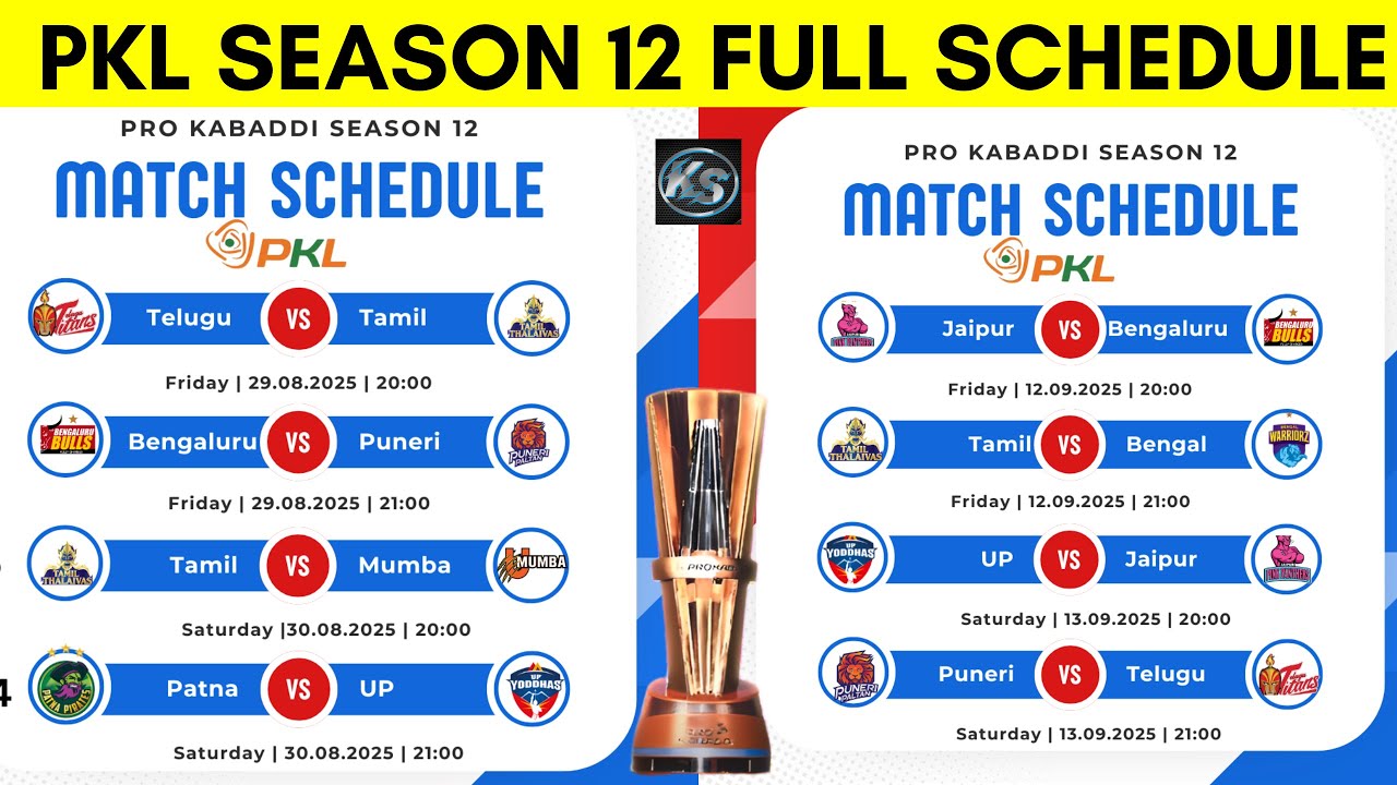 PKL 12 Full Schedule Announced | PKL 12 Schedule Explained In Detail ...