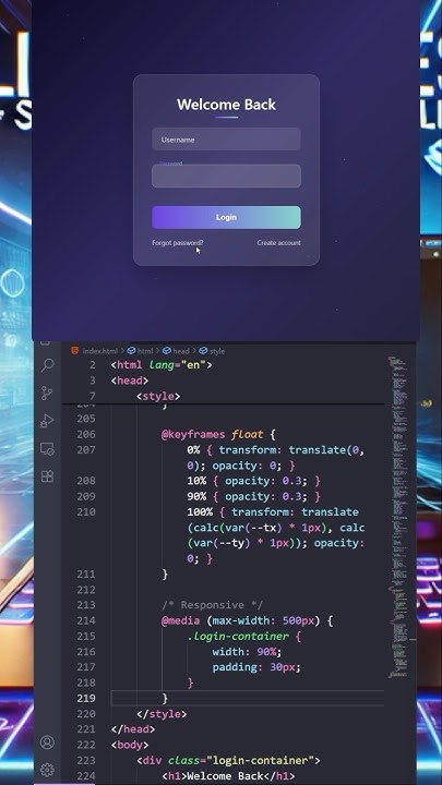Animated Login Page with Floating Particles - CSS/JS #coding #frontendcourse #webdesign - YouTube