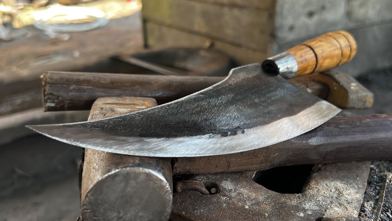 Knife Making - Forging A Sharp BENDING CLEAVER From TRACTOR"S DISC ...