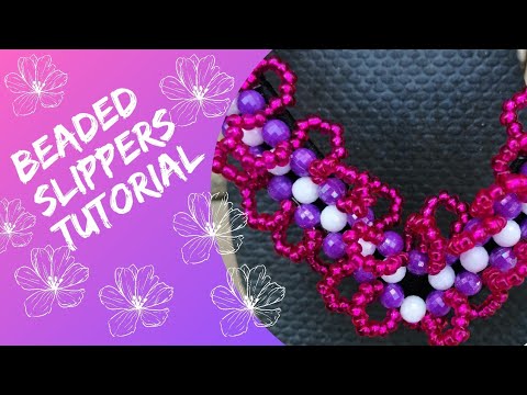 How to make Beaded Slippers | DIY Beaded Flip-flops | Beaded Sandals ...