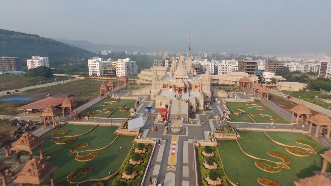 Bird-View BAPS Swaminarayan Mandir Pune - YouTube