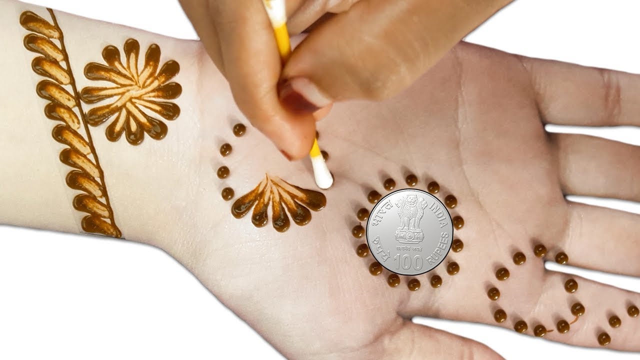 easy dot mehndi design - new cotton bud mehndi design trick Step by ...