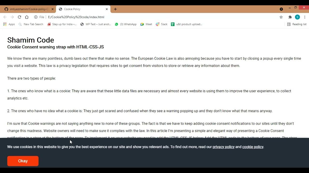 Create a Cookie Consent Popup || How to Add Cookie Consent || HTML CSS ...