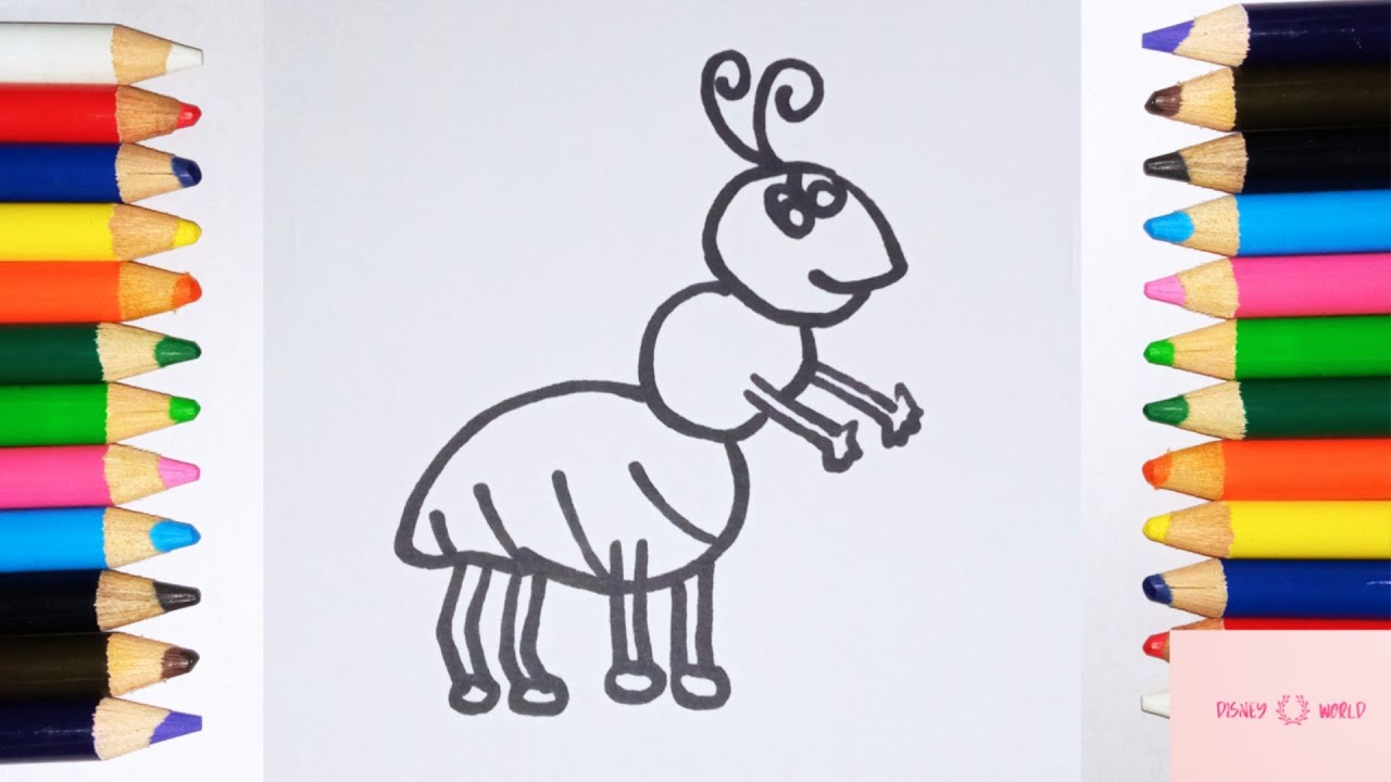 How to draw an ant for kids | Easy ant drawing | how to draw an ant ...