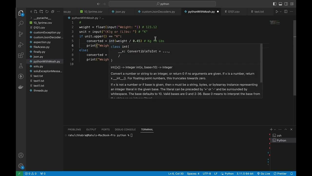 Weight Conversion Kg and Lbs | Python - YouTube