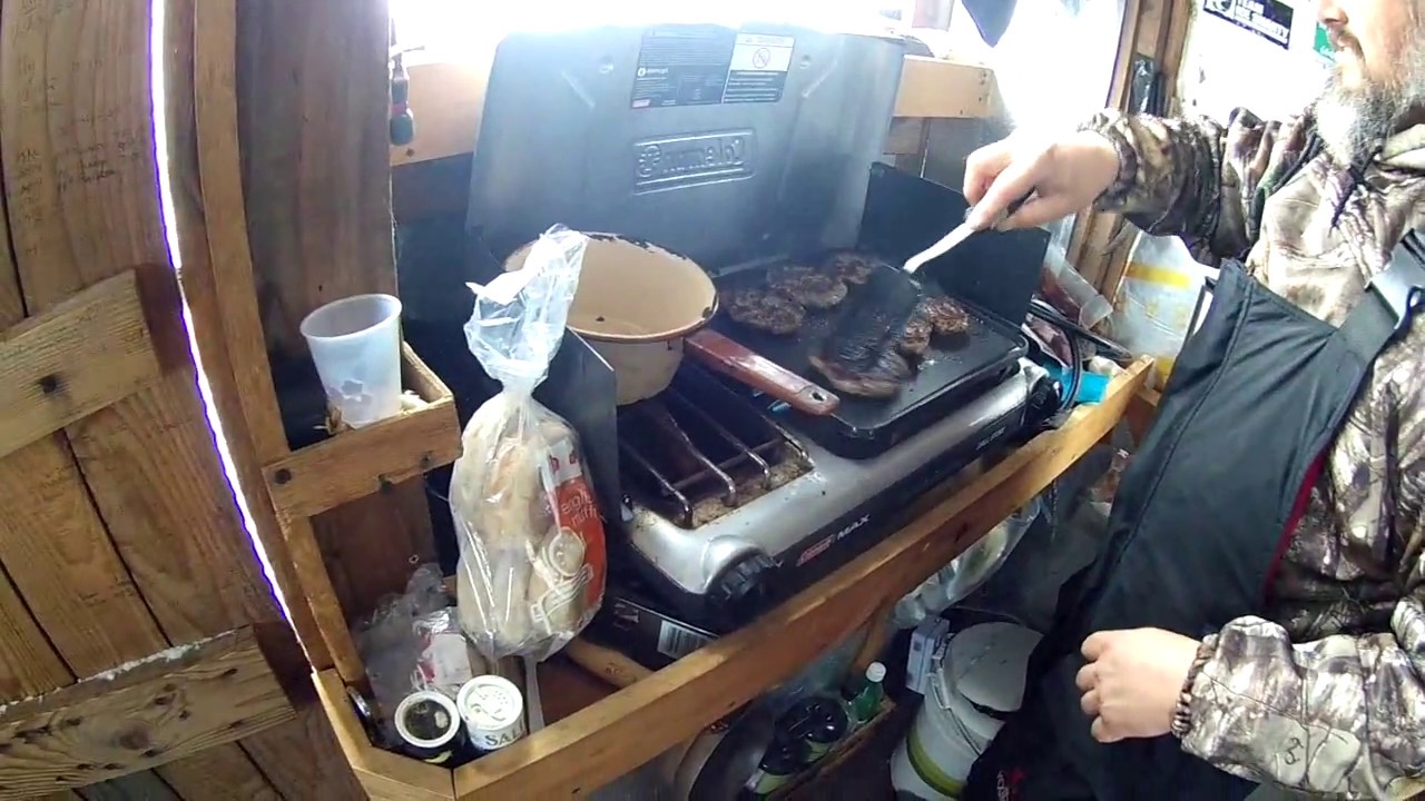 Cooking Fresh Food Caught / Shot - Ice Fishing & Hunting " Shore Lunch ...