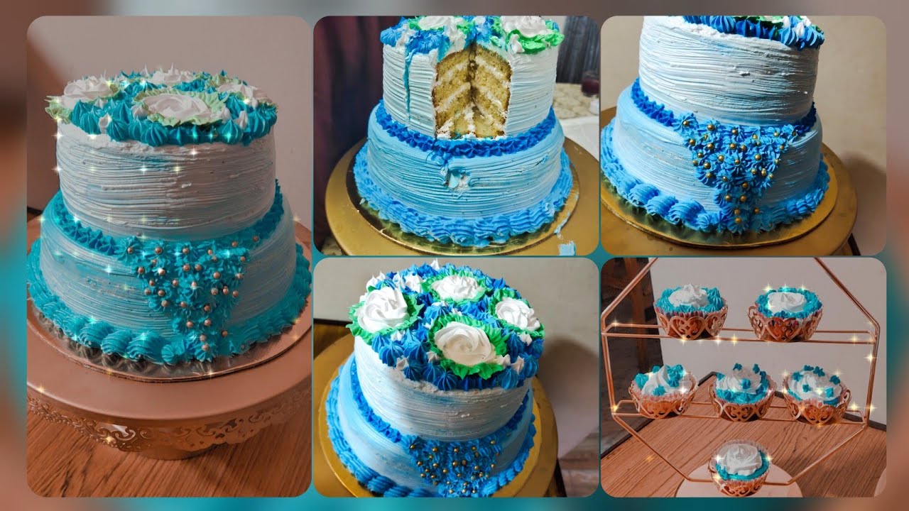 cake design for beginners|| Easy and Simple 2 tier cake design - YouTube