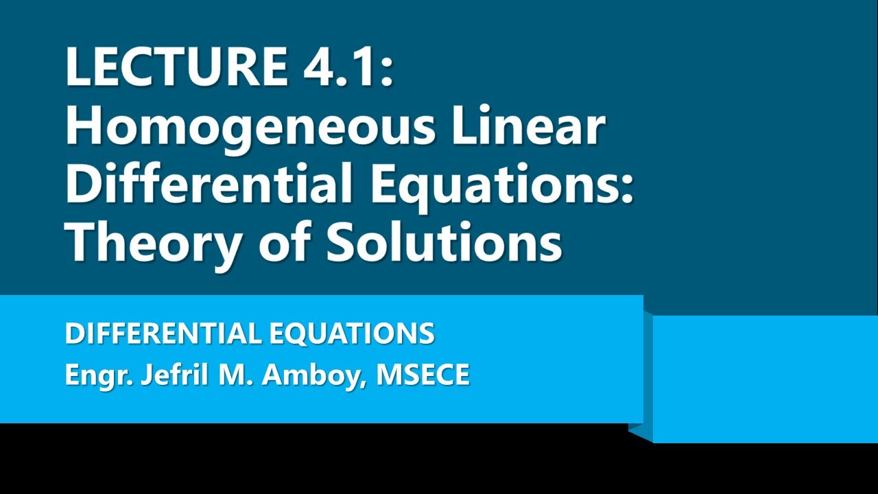 Homogeneous Linear Differential Equations: Theory of Solution - YouTube