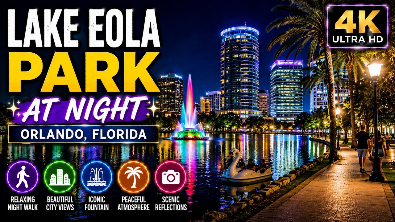 Lake Eola Park At Night - Orlando, Florida | Walkthrough - YouTube