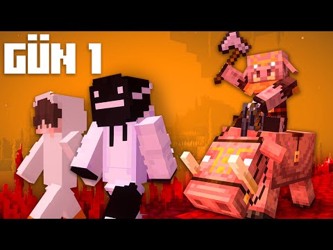 Minecraft LANETLİ NETHER'da 100 Gün Hayatta Kalabildik mi..? (part 1)
