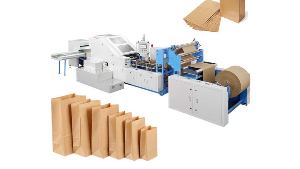 Handheld kraft paper bag making machine factory display,carry bag - YouTube