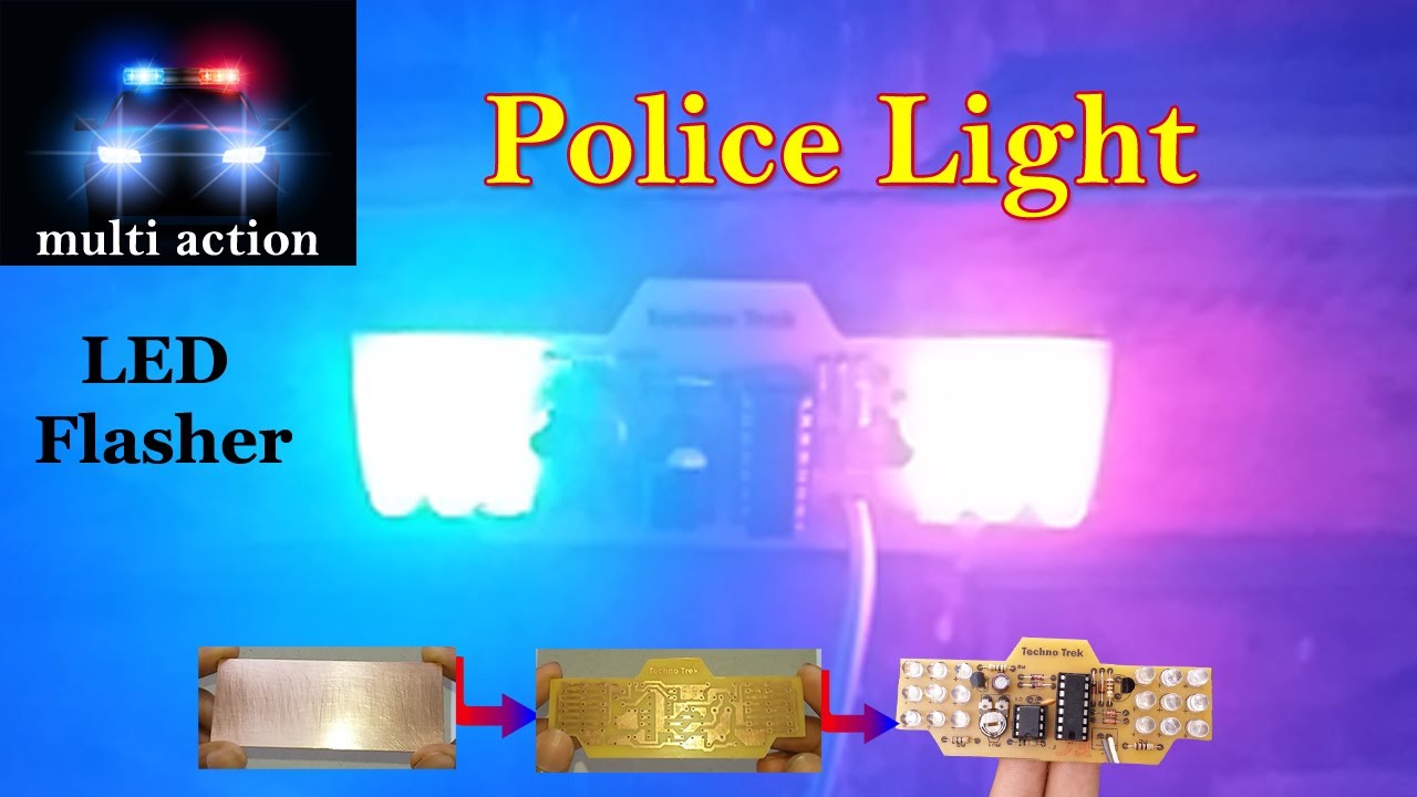 Police LED flasher with multiple effect's - YouTube
