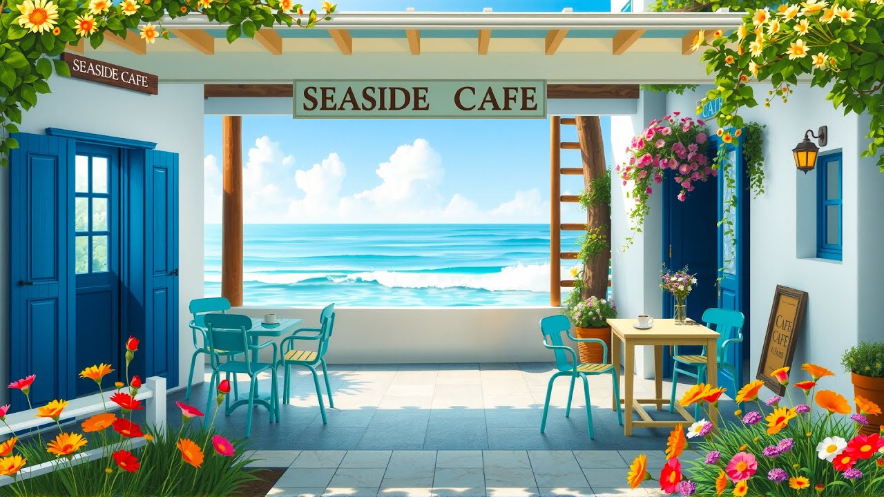 Seaside Cafe Jazz 🎶 Sweet Bossa Nova Jazz and The Sound of Calm Waves ...